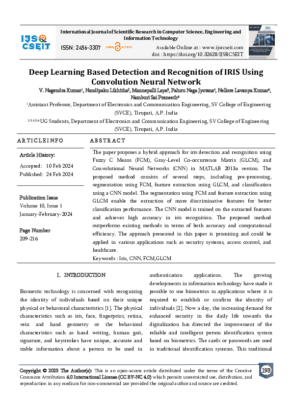 Pdf Deep Learning Based Detection And Recognition Of Iris Using Convolution Neural Network