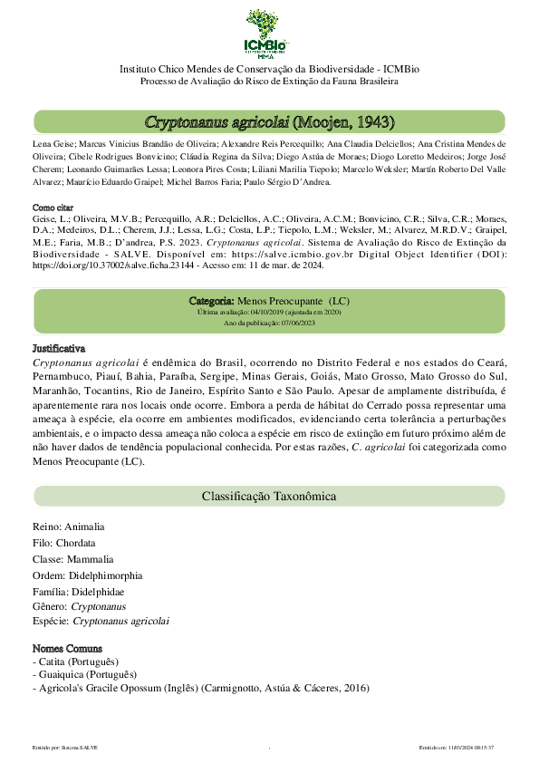 (PDF) Ficha de Cryptonanus agricolai