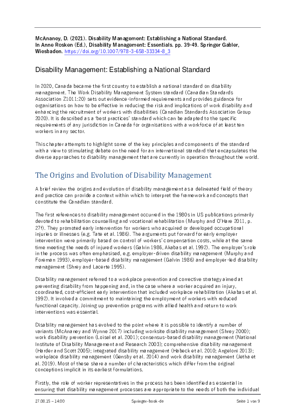 (PDF) Disability Management