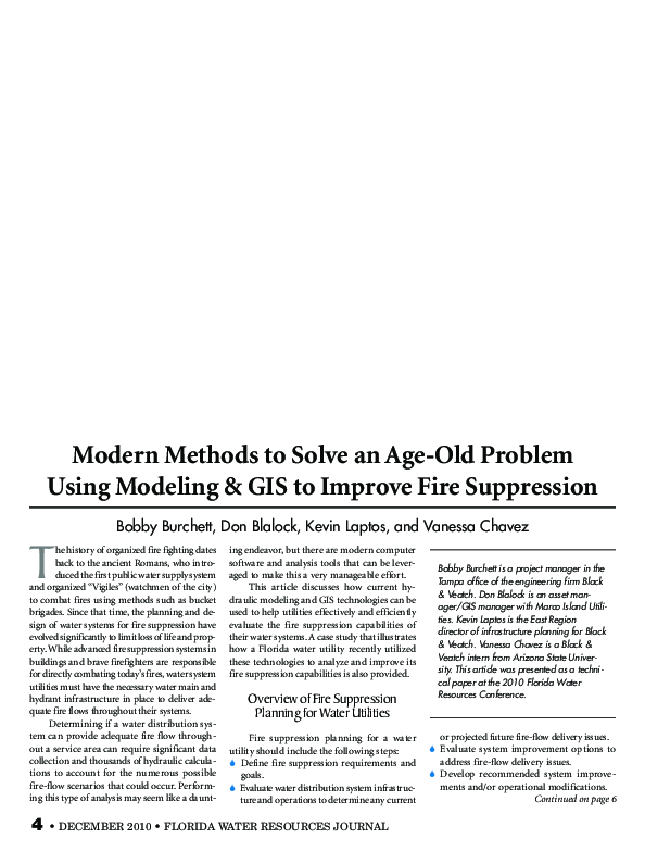 (PDF) Modern Methods to Solve an Age-Old Problem: Using Modeling and GIS to Improve Fire Suppression