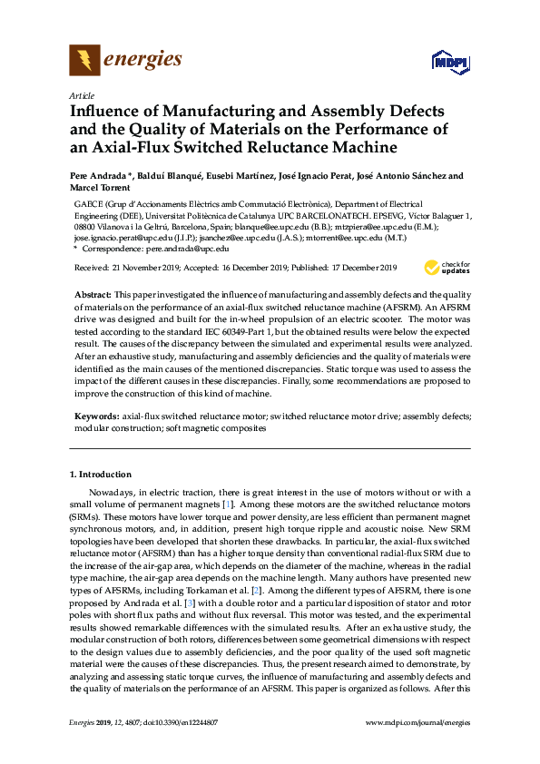 (PDF) Influence of Manufacturing and Assembly Defects and the Quality ...
