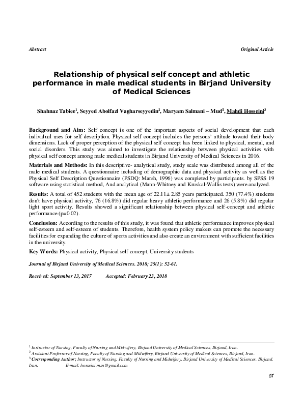 (PDF) Relationship of physical self concept and athletic performance in ...