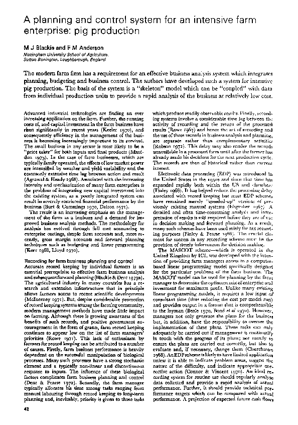 (PDF) A planning and control system for an intensive farm enterprise ...