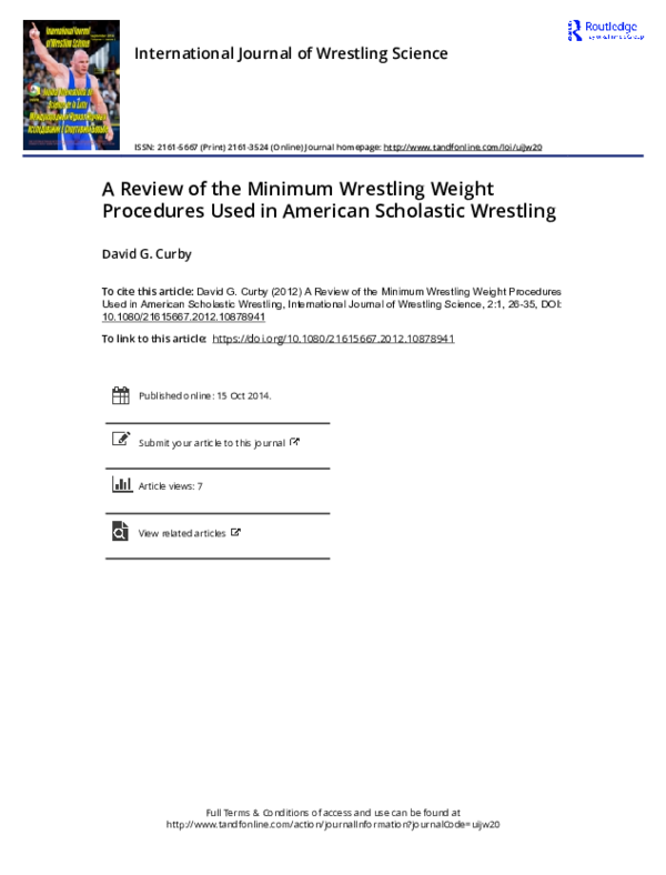 (PDF) A Review of the Minimum Wrestling Weight Procedures Used in ...