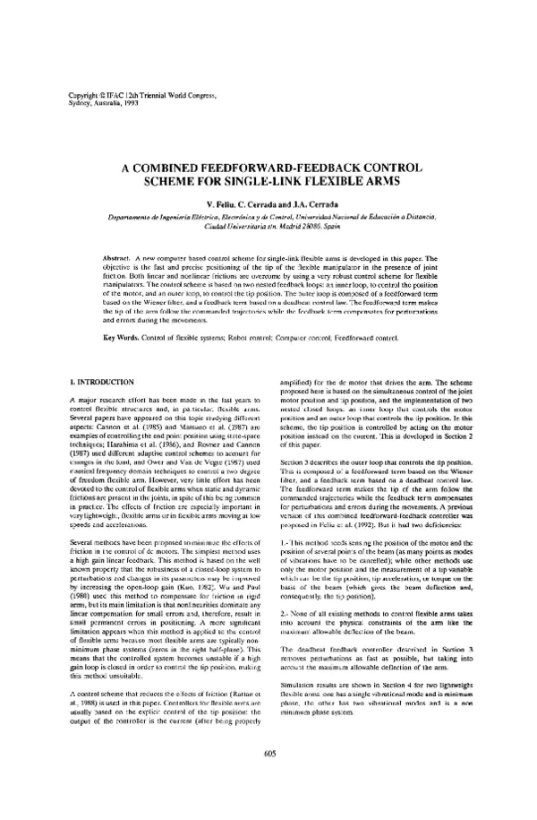 (PDF) A Combined Feedforward-Feedback Control Scheme for Single-link ...