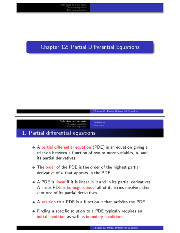 (PDF) Partial Differential Equations