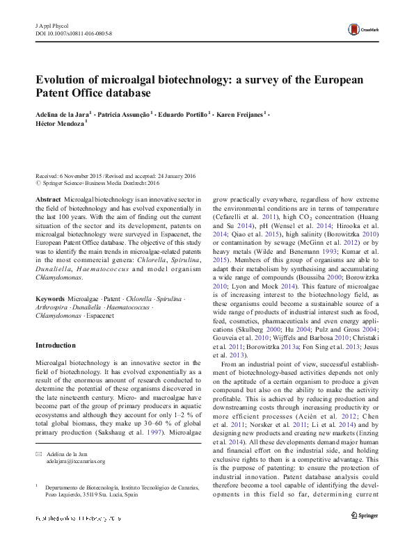 (PDF) Evolution of microalgal biotechnology: a survey of the European ...