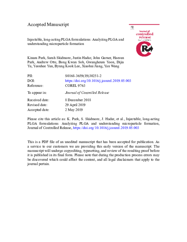 (PDF) Injectable, long-acting PLGA formulations: Analyzing PLGA and ...