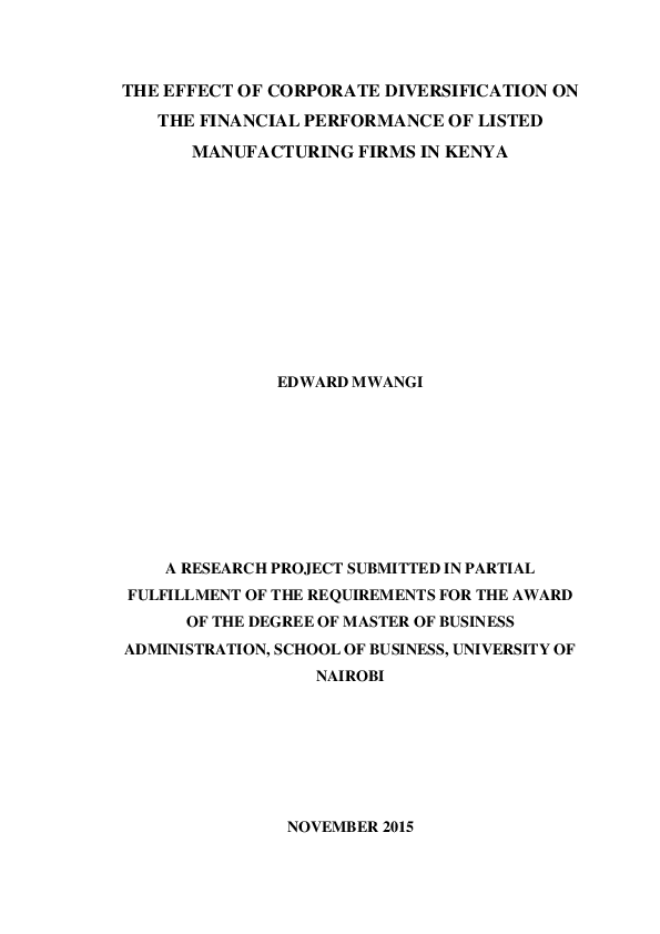 (PDF) The Effect of Corporate Diversification on the Financial Performance of Listed ...