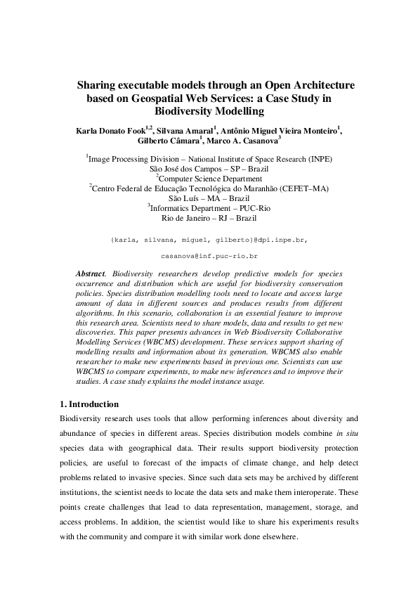 Pdf Sharing Executable Models Through An Open Architecture Based On Geospatial Web Services A