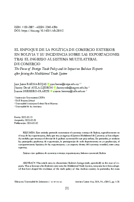 (PDF) El enfoque de la política de comercio exterior en Bolivia y su incidencia sobre las ...