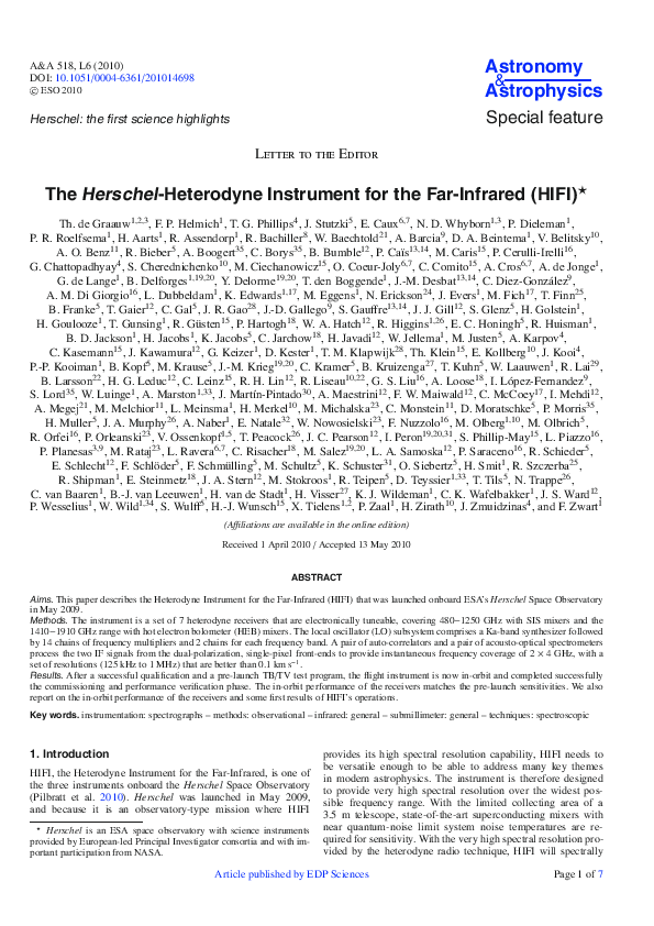 (PDF) The Herschel/Heterodyne Instrument for the Far-Infrared (HIFI ...