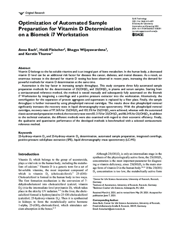 (PDF) Optimization of Automated Sample Preparation for Vitamin D Determination on a Biomek i7 ...