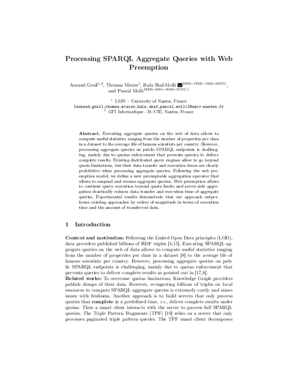 (PDF) Processing SPARQL Aggregate Queries with Web Preemption