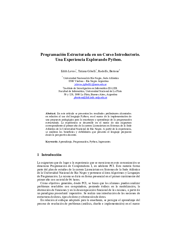 (PDF) Programación estructurada en un curso introductorio
