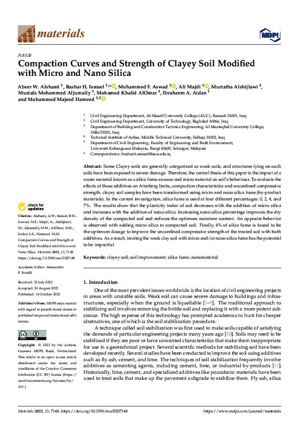 (PDF) Compaction Curves and Strength of Clayey Soil Modified with Micro ...