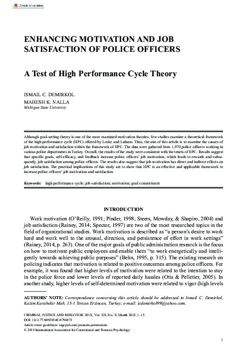 (PDF) Enhancing Motivation and Job Satisfaction of Police Officers: A ...