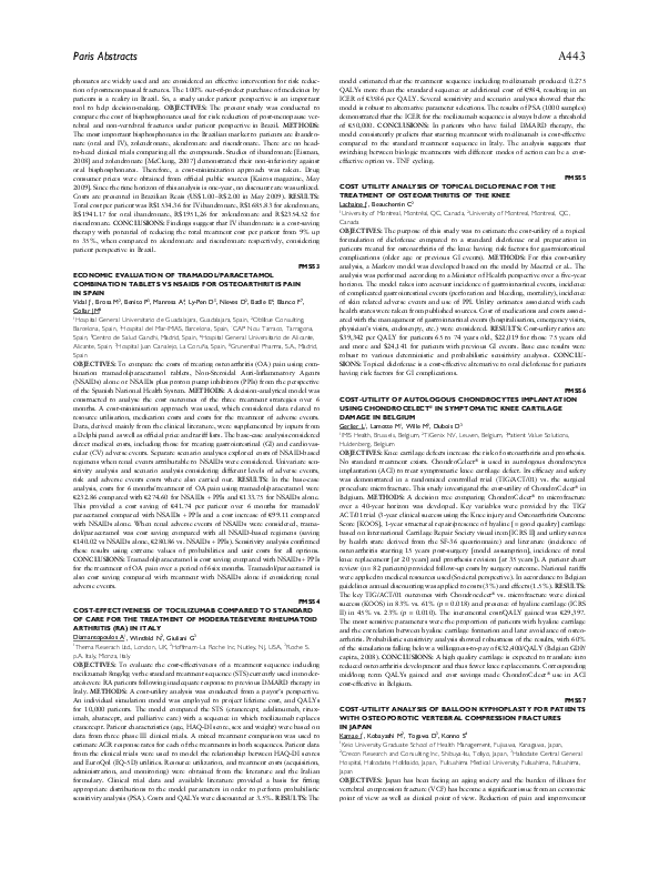 (PDF) PMS56 Cost-Utility of Autologous Chondrocytes Implantation Using ...