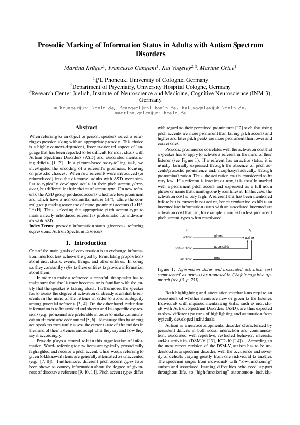(PDF) Prosodic Marking of Information Status in Adults with Autism ...