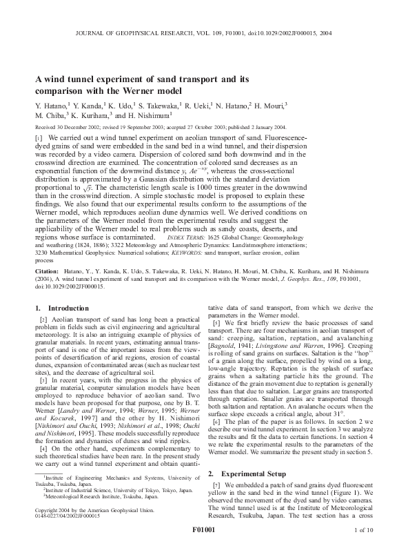 (PDF) A wind tunnel experiment of sand transport and its comparison ...