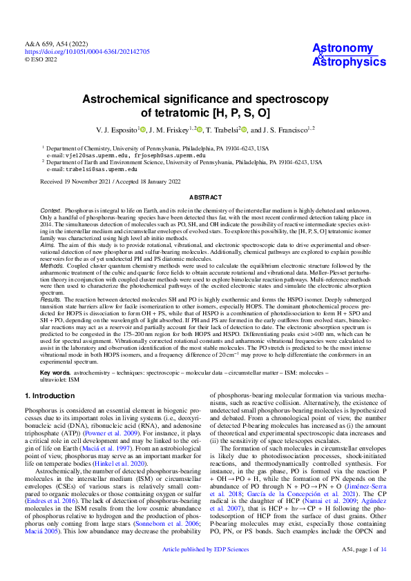 (PDF) Astrochemical significance and spectroscopy of tetratomic [H, P ...