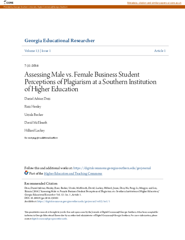 (PDF) Assessing Male vs. Female Business Student Perceptions of ...