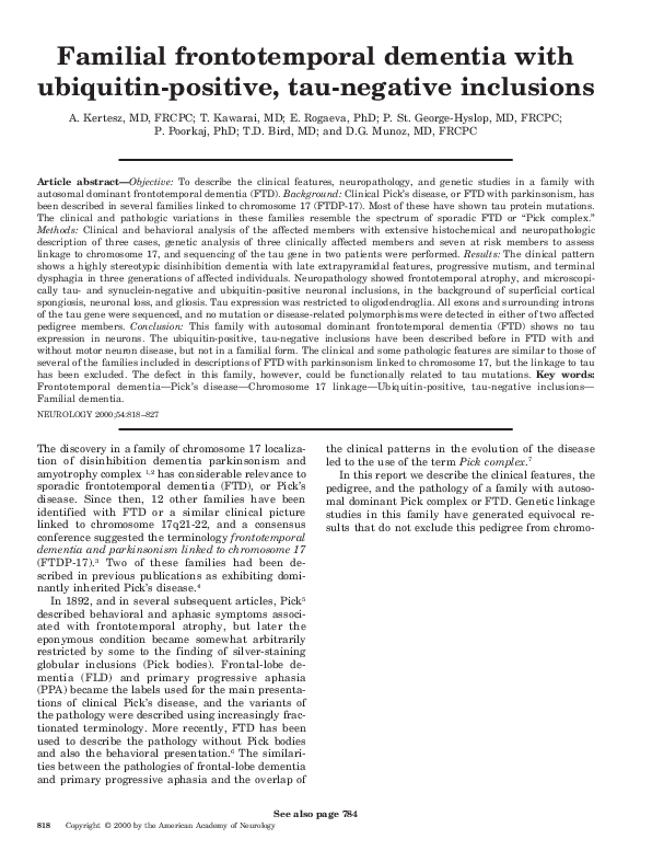 (PDF) Familial frontotemporal dementia with ubiquitin inclusion bodies ...