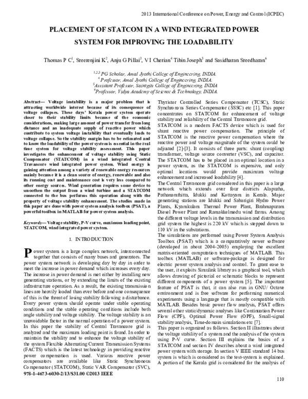 (PDF) Placement of STATCOM in a wind integrated power system with storage for improving the ...