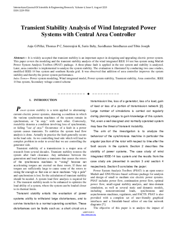 (PDF) Transient stability analysis of wind integrated power systems with storage using central ...