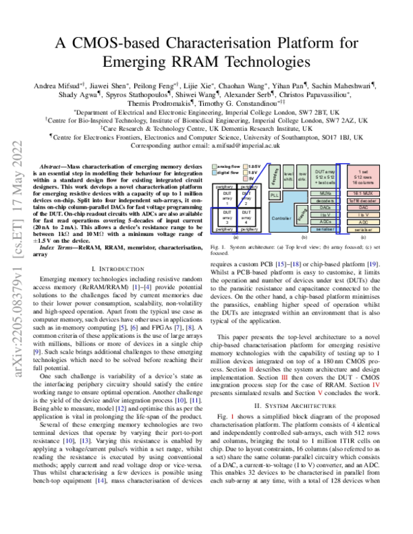 (PDF) A CMOS-based Characterisation Platform for Emerging RRAM Technologies