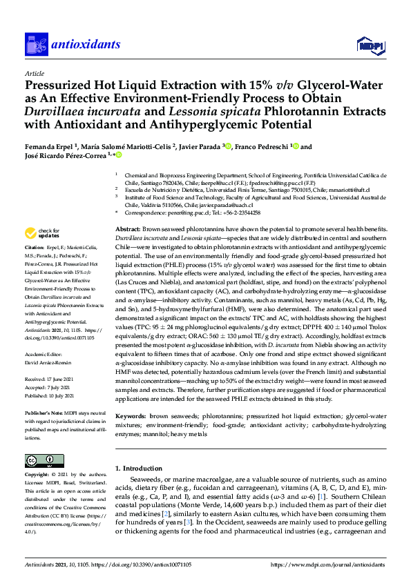 (PDF) Pressurized Hot Liquid Extraction with 15% v/v Glycerol-Water as An Effective Environment ...