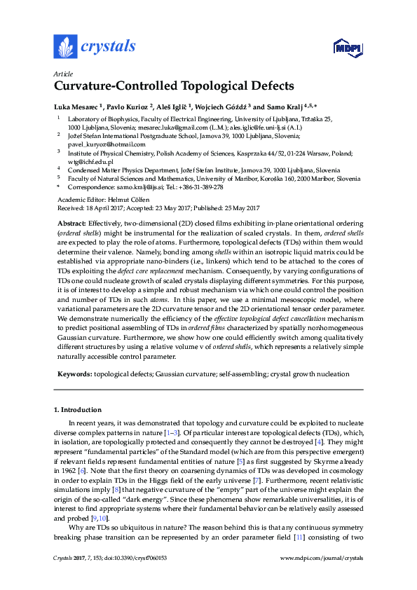 (PDF) Curvature-Controlled Topological Defects