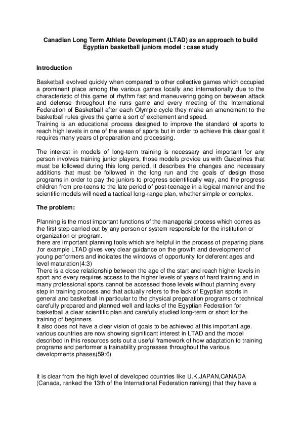 (PDF) Canadian Long Term Athlete Development (LTAD) as an approach to ...