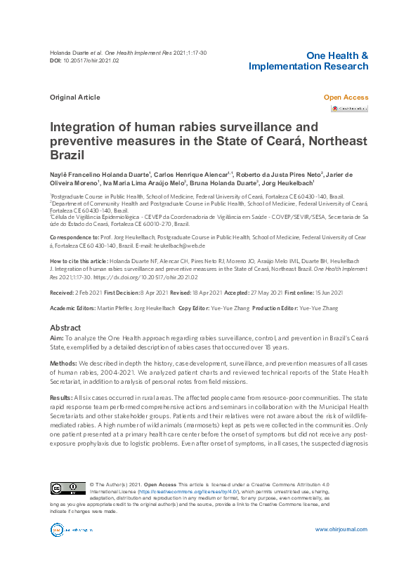 (PDF) Integration of human rabies surveillance and preventive measures ...