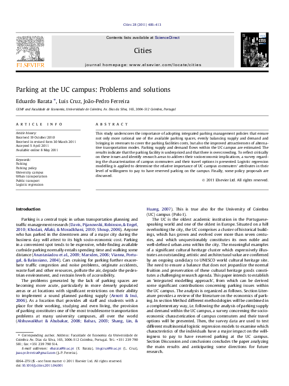 (PDF) Parking at the UC campus: Problems and solutions