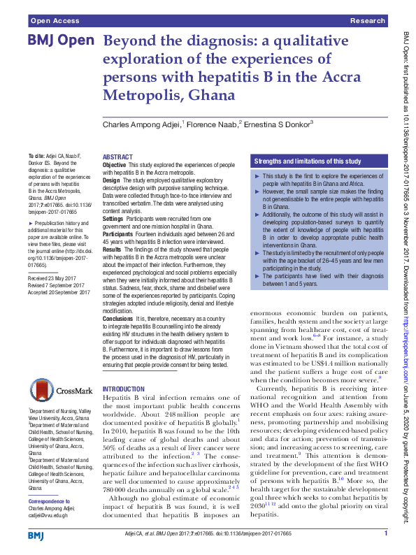 (PDF) Beyond the diagnosis: a qualitative exploration of the experiences of persons with ...