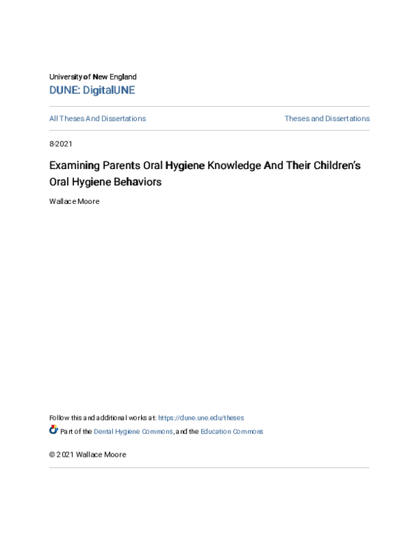 (PDF) Examining Parents Oral Hygiene Knowledge and Their Children’s ...