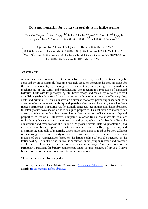 (PDF) Data augmentation for battery materials using lattice scaling