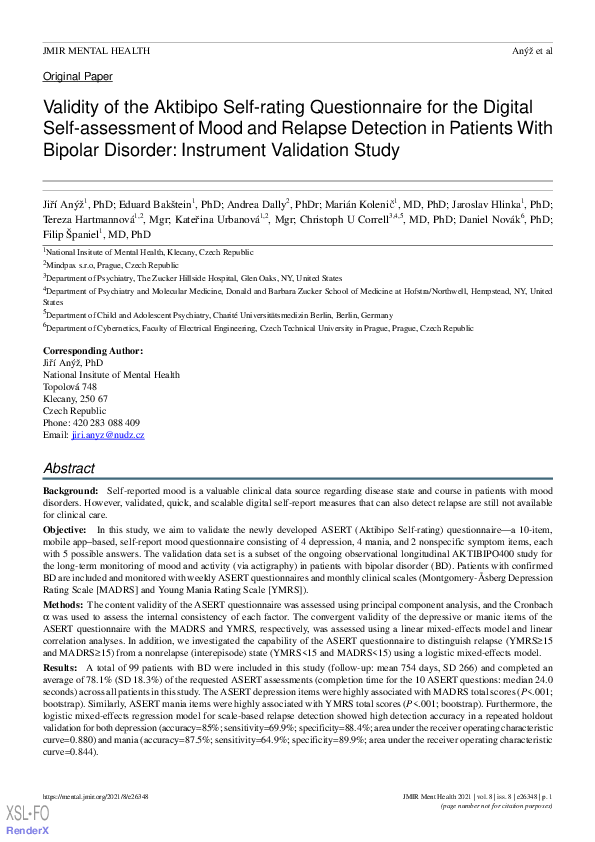 (PDF) Validity of the Aktibipo Self-rating Questionnaire for the ...