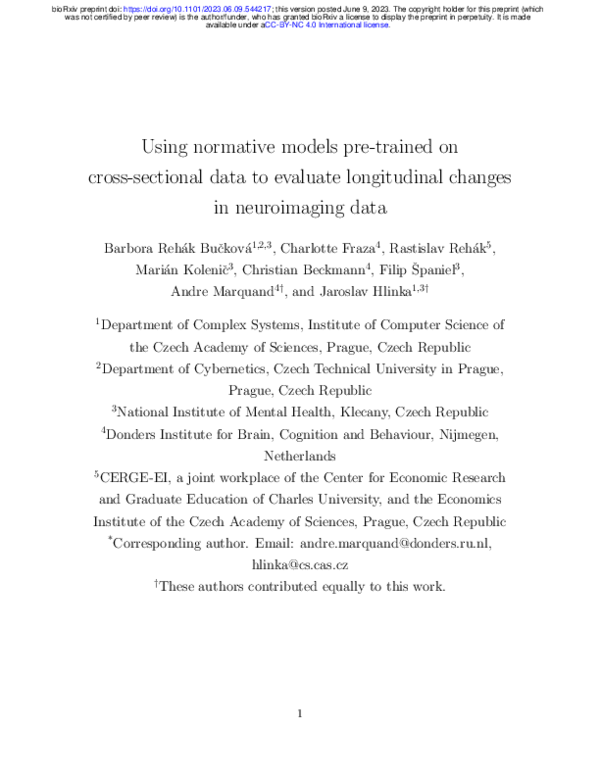 (PDF) Using normative models pre-trained on cross-sectional data to evaluate longitudinal ...