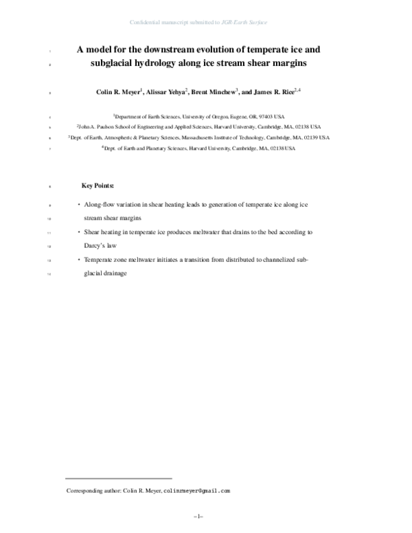 (PDF) A Model for the Downstream Evolution of Temperate Ice and Subglacial Hydrology Along Ice ...