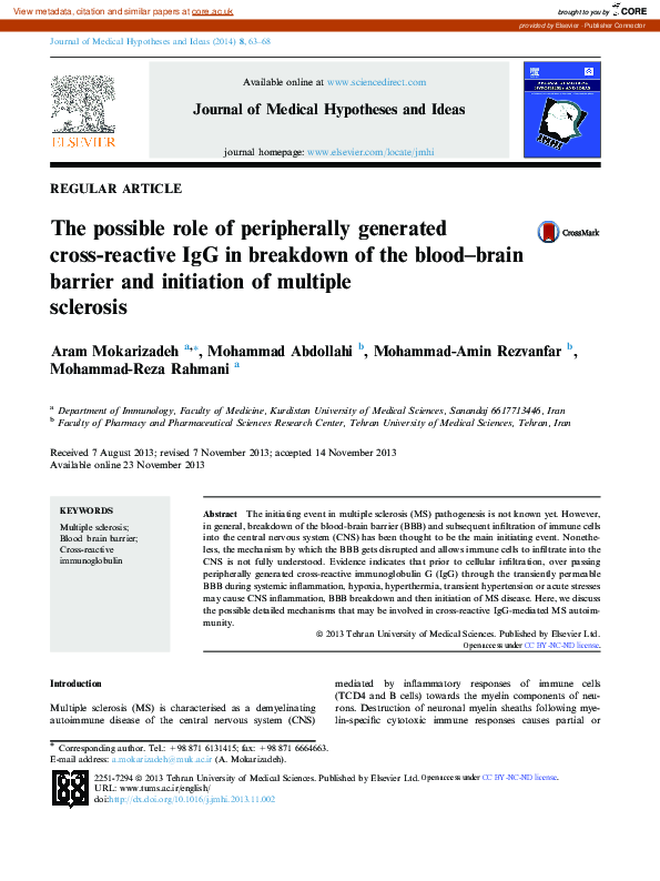 (PDF) The possible role of peripherally generated cross-reactive IgG in ...