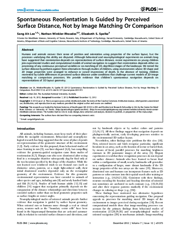 (PDF) Spontaneous Reorientation Is Guided by Perceived Surface Distance ...