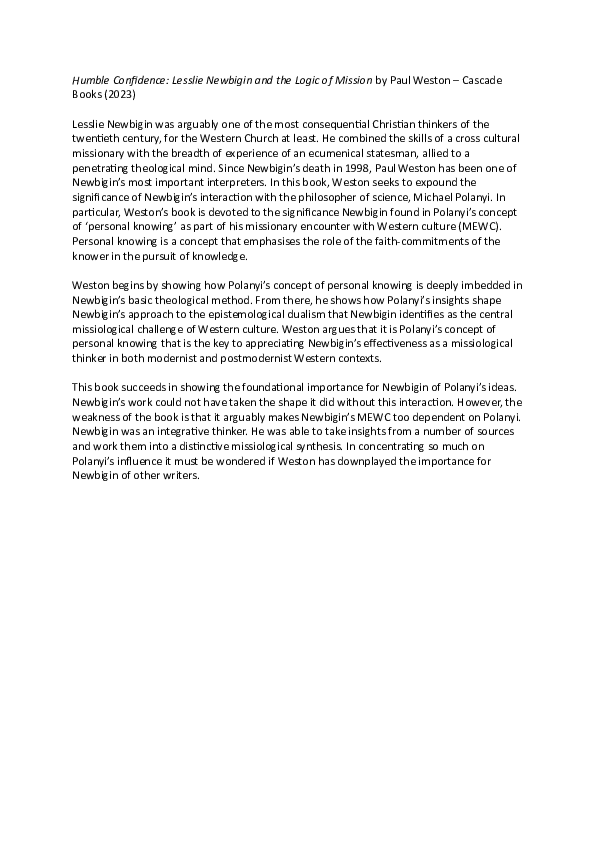 (DOC) Humble Confidence A Review | John Armstrong - Academia.edu