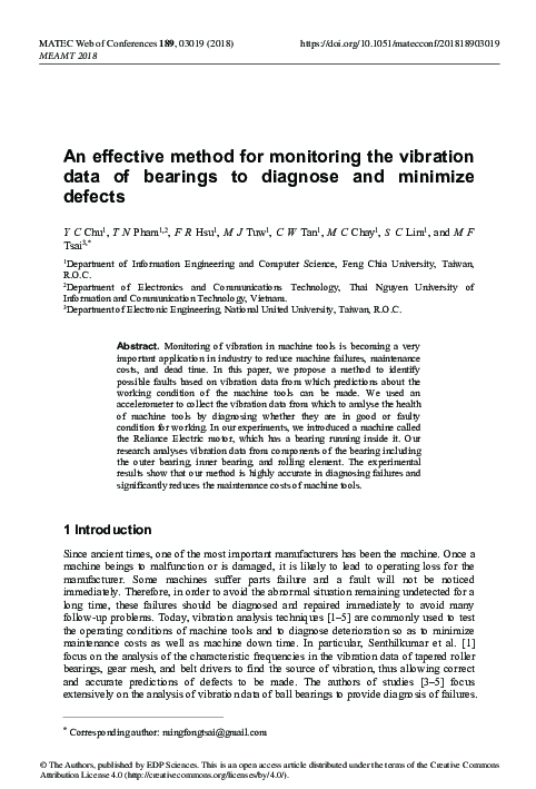 (PDF) An effective method for monitoring the vibration data of bearings to diagnose and minimize ...