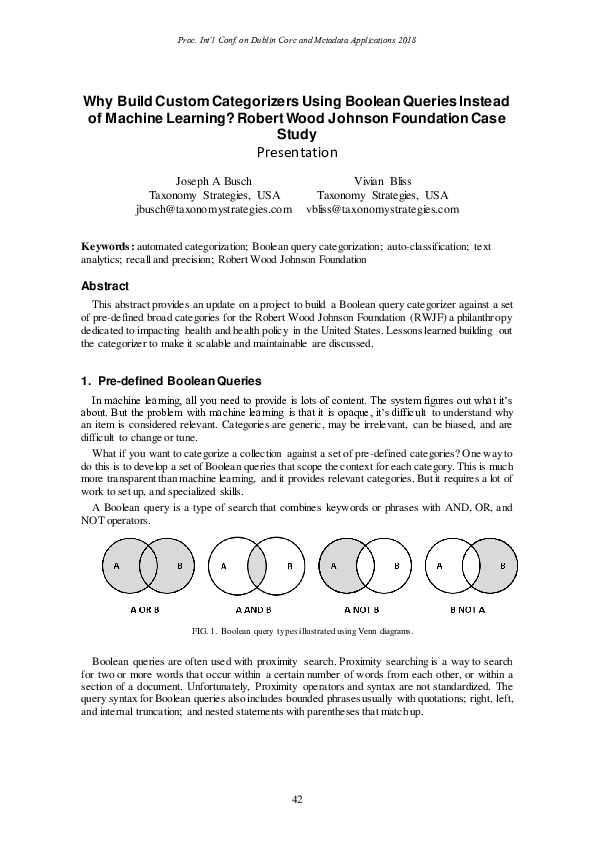 Why Build Custom Categorizers Using Boolean Queries Instead of Machine Learning? Robert Wood ...