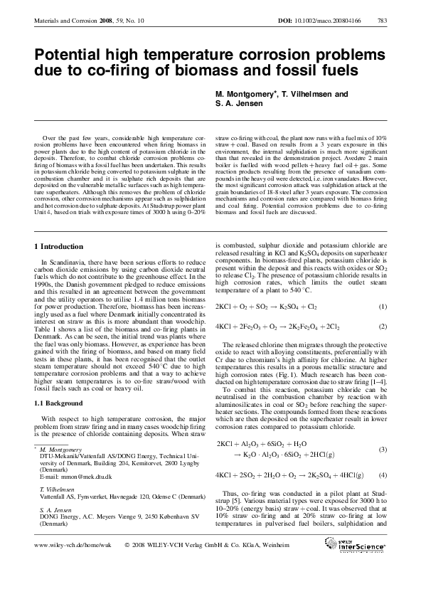(PDF) Potential high temperature corrosion problems due to co-firing of biomass and fossil fuels