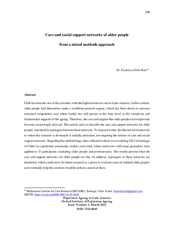 (PDF) Care and social support networks of older people from a mixed ...
