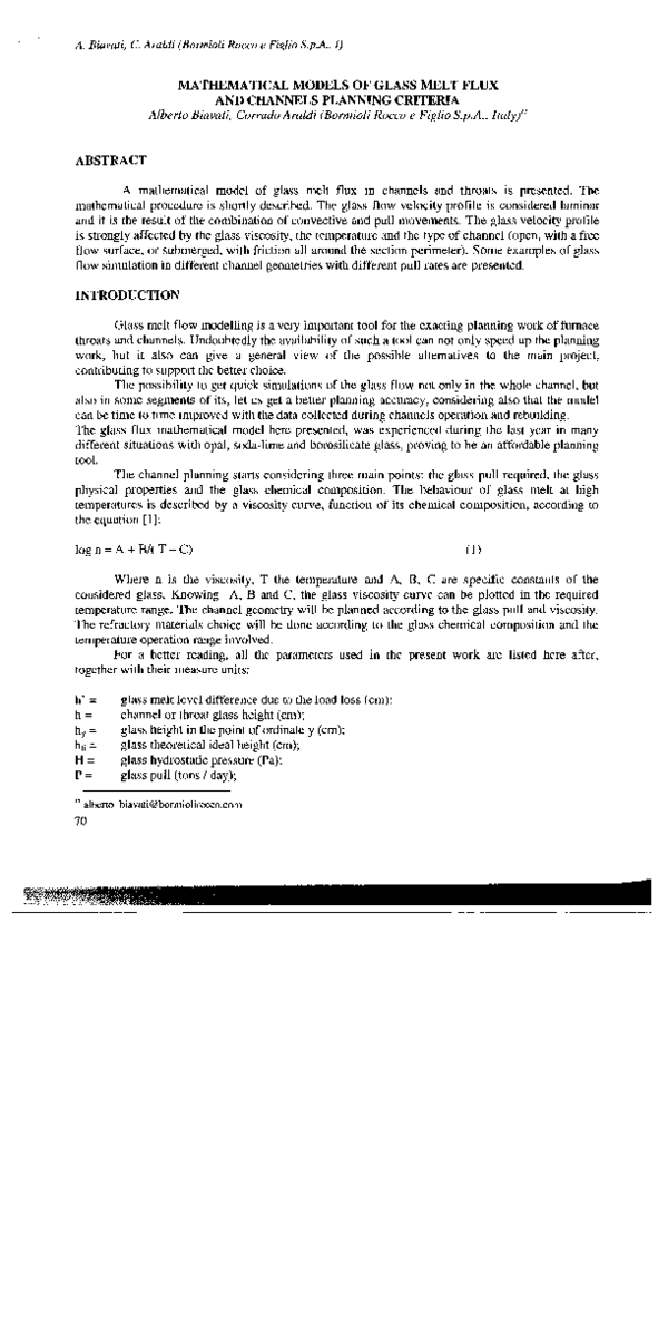 (PDF) Mathematical Models of Glass Melt Flux and Channels Planning Criteria