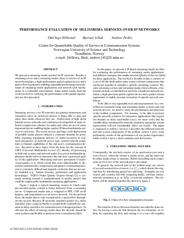 (PDF) Performance Evaluation of Multimedia Services Over IP Networks
